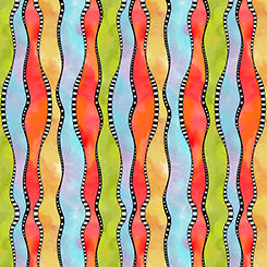 Whimsical Quilter Wavy Stripe Multi – Pinwheels & Posies