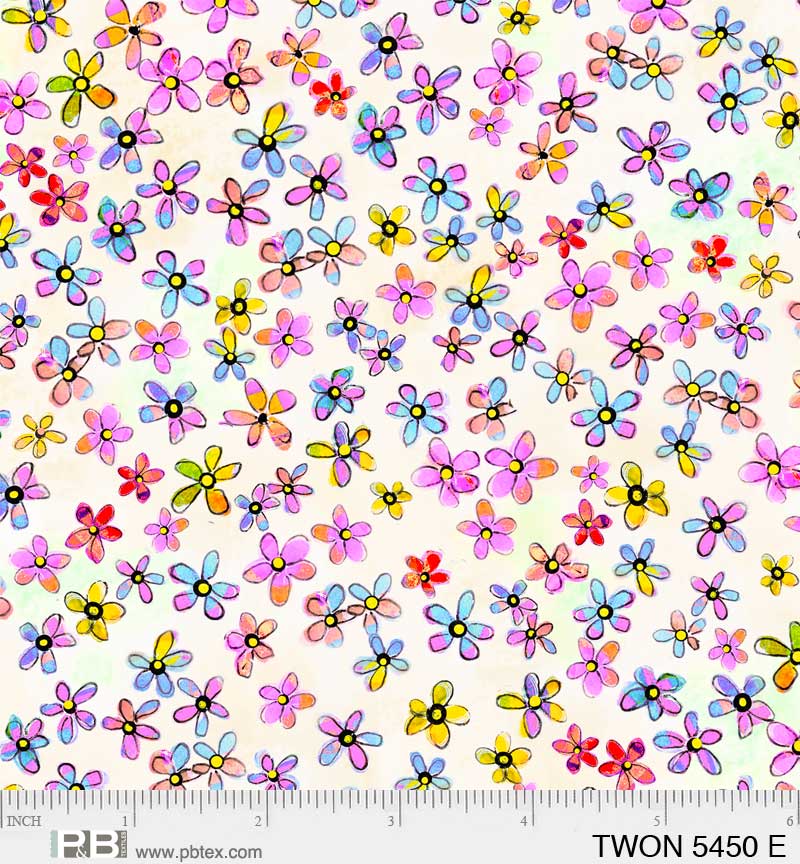 Tiny Wonders Ditsy Floral White/Multi – Pinwheels & Posies